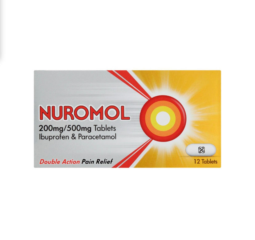 Nuromol 200mg/500mg Tablets - Effective Pain & Fever Relief, 12 Count ...